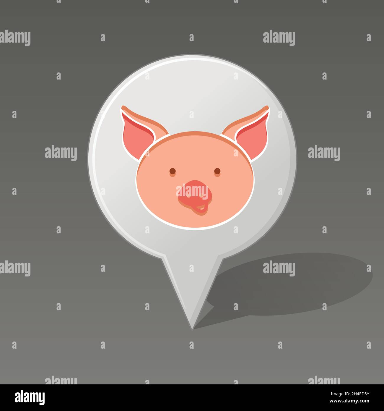 Pig pin map icon. Map pointer. Map markers. Animal head vector ...