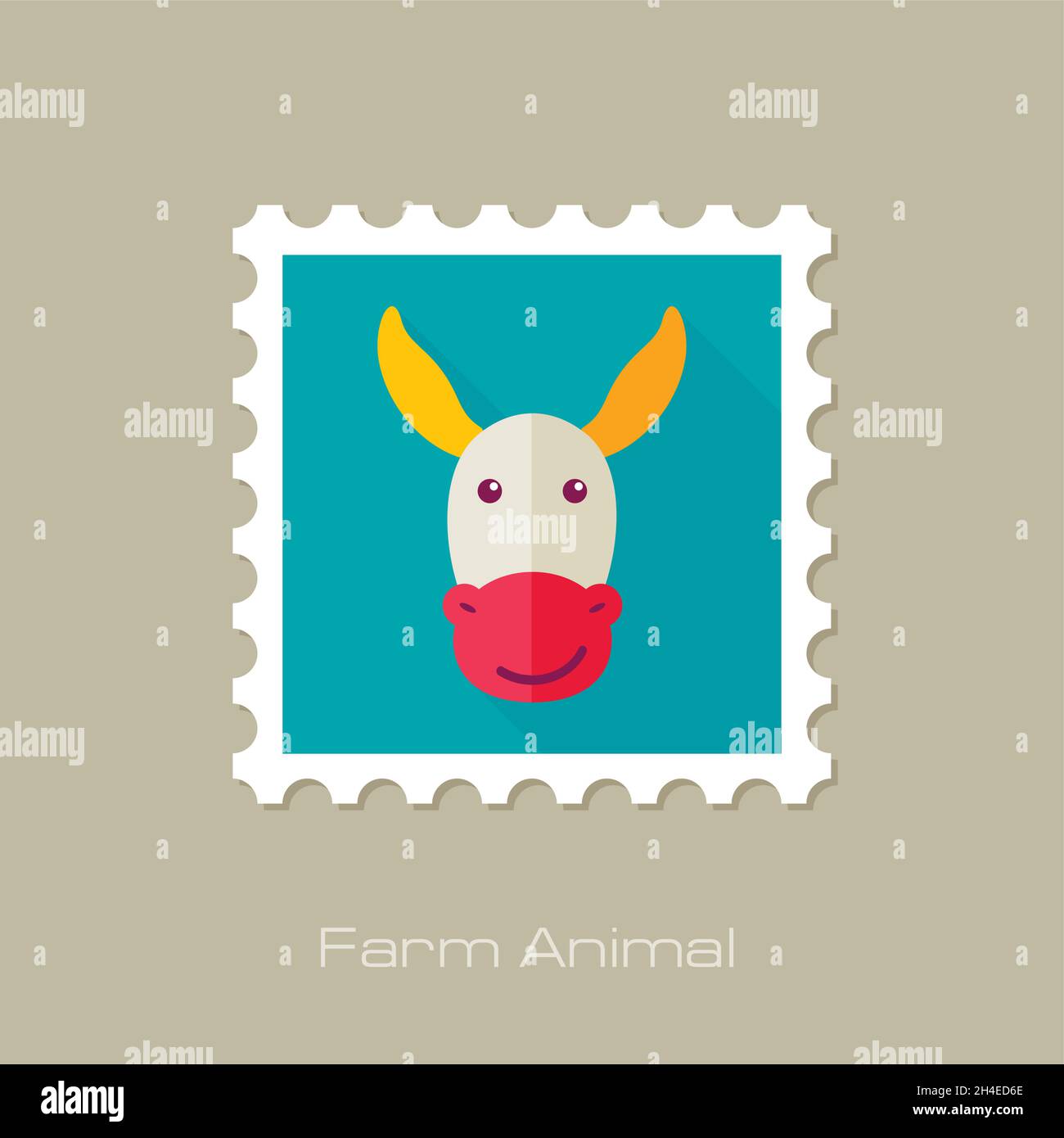 Donkey flat stamp. Animal head vector illustration, eps 10 Stock Vector ...