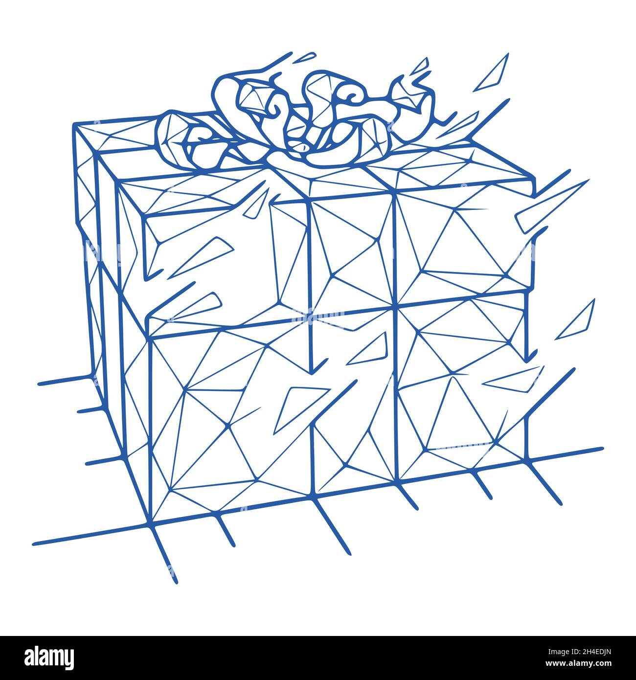 Gift box in geometric style on white background. Polygonal vector ...