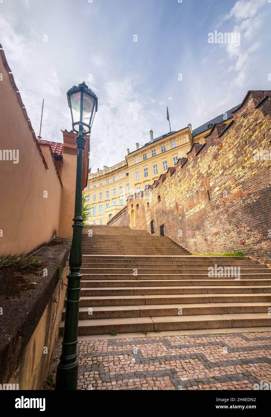 Castle stairs at Hradcany near Prague Castle, Prague, Czech republic ...