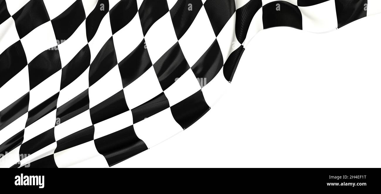 3D render of a race finish flag isolated on a white background Stock ...