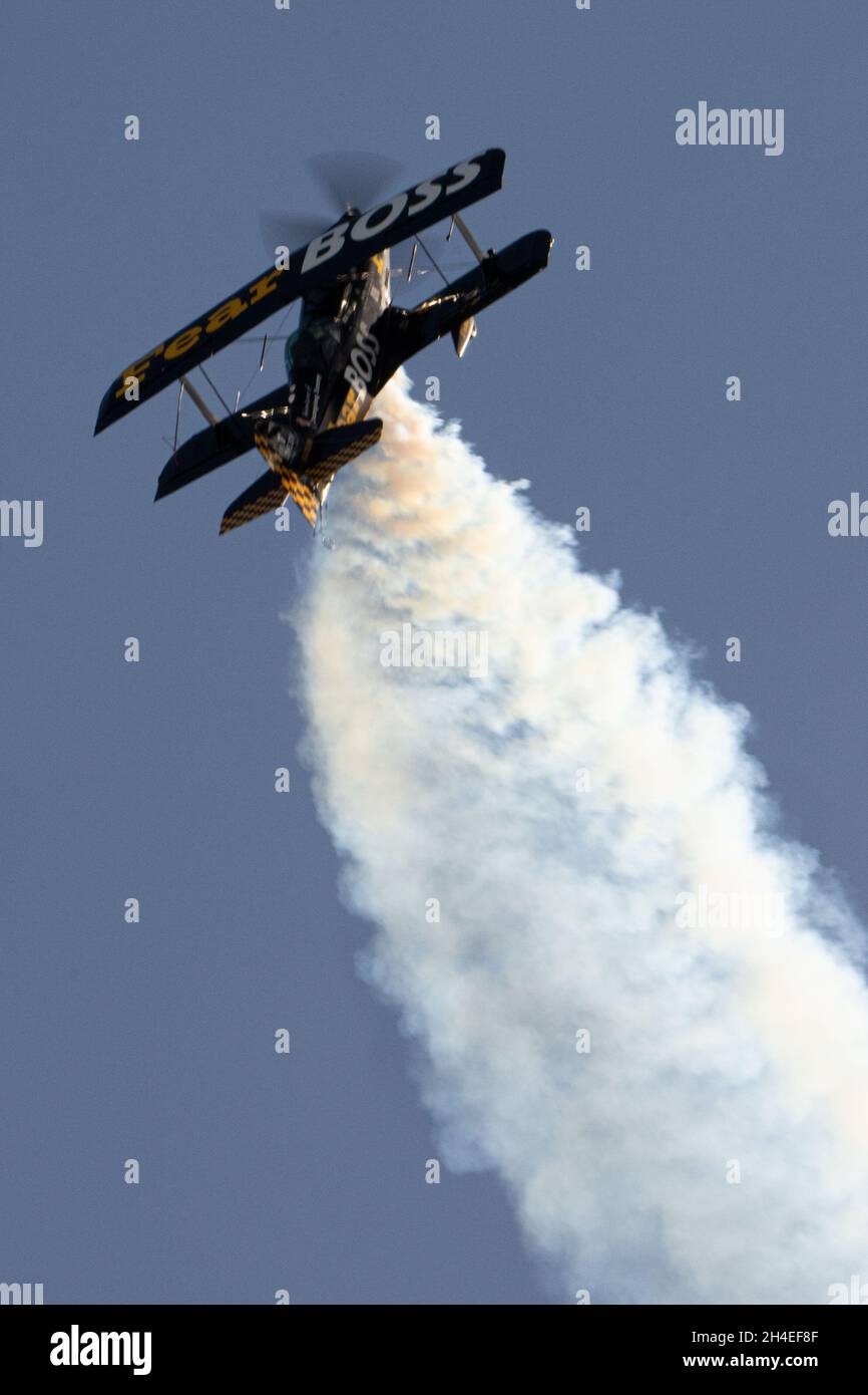 October 31, 2021, Salinas, CA: Jon Melby pilots the Fear Boss Pitts S-1 ...