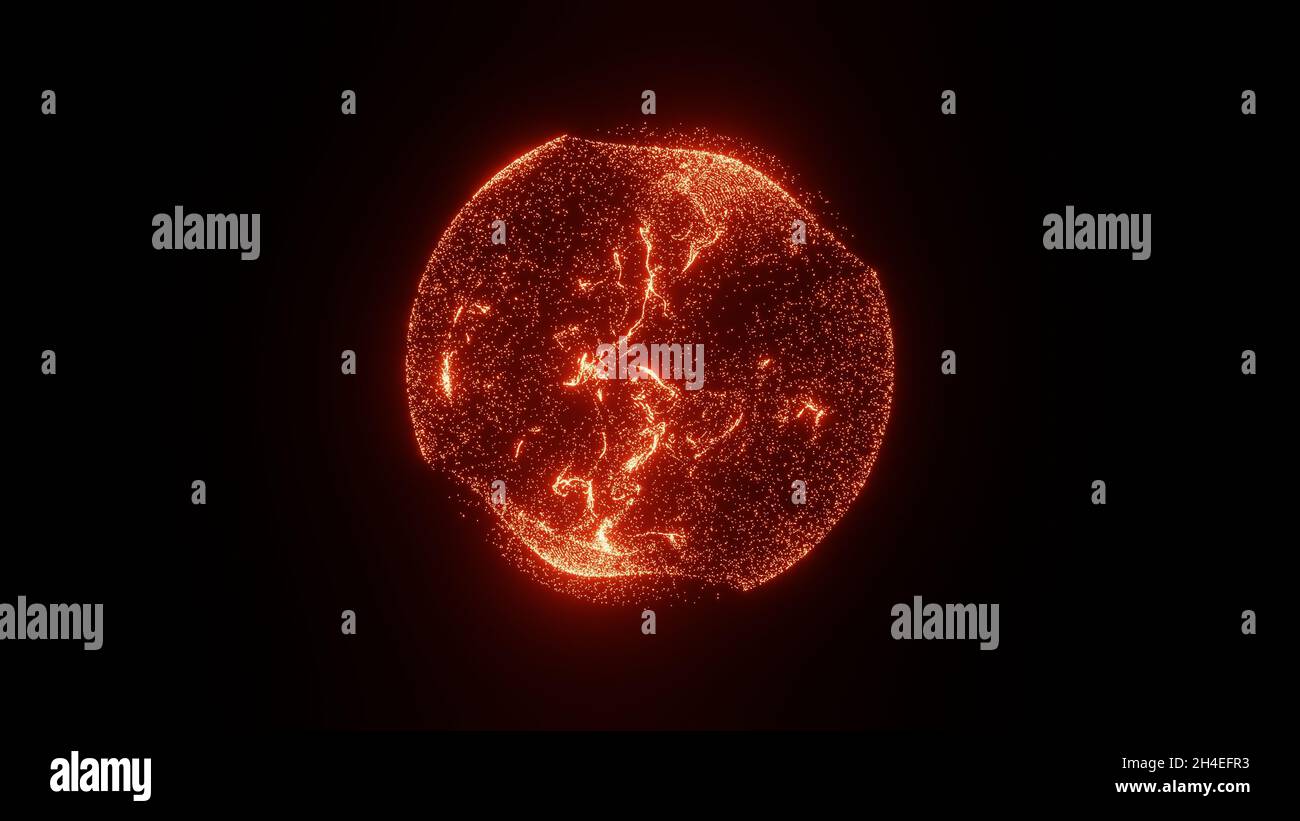 Bright futuristic rough ball on a black background Stock Photo - Alamy