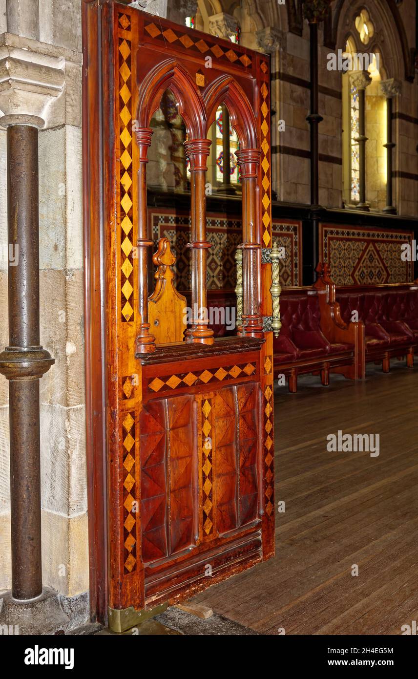 ornate antique door, open, inlaid wood, Provincial Council Building ...