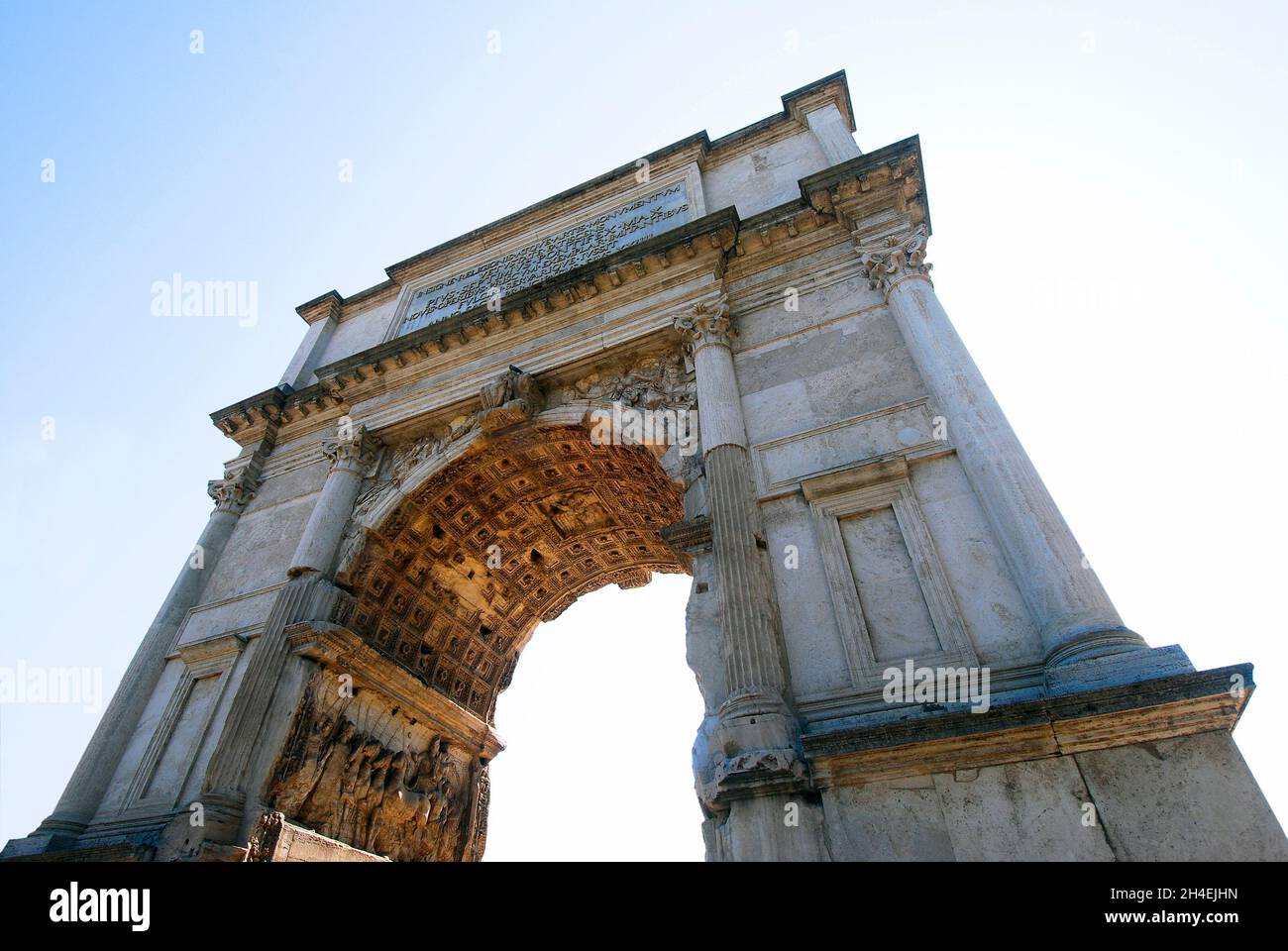 Detail of the ceiling triumphal arch of Titus. Built by the Emperor ...