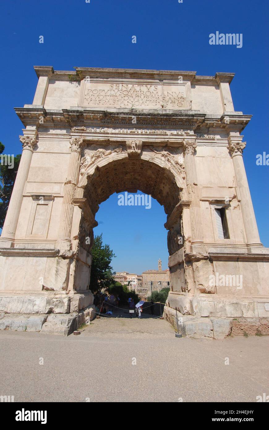Detail of the ceiling triumphal arch of Titus. Built by the Emperor ...