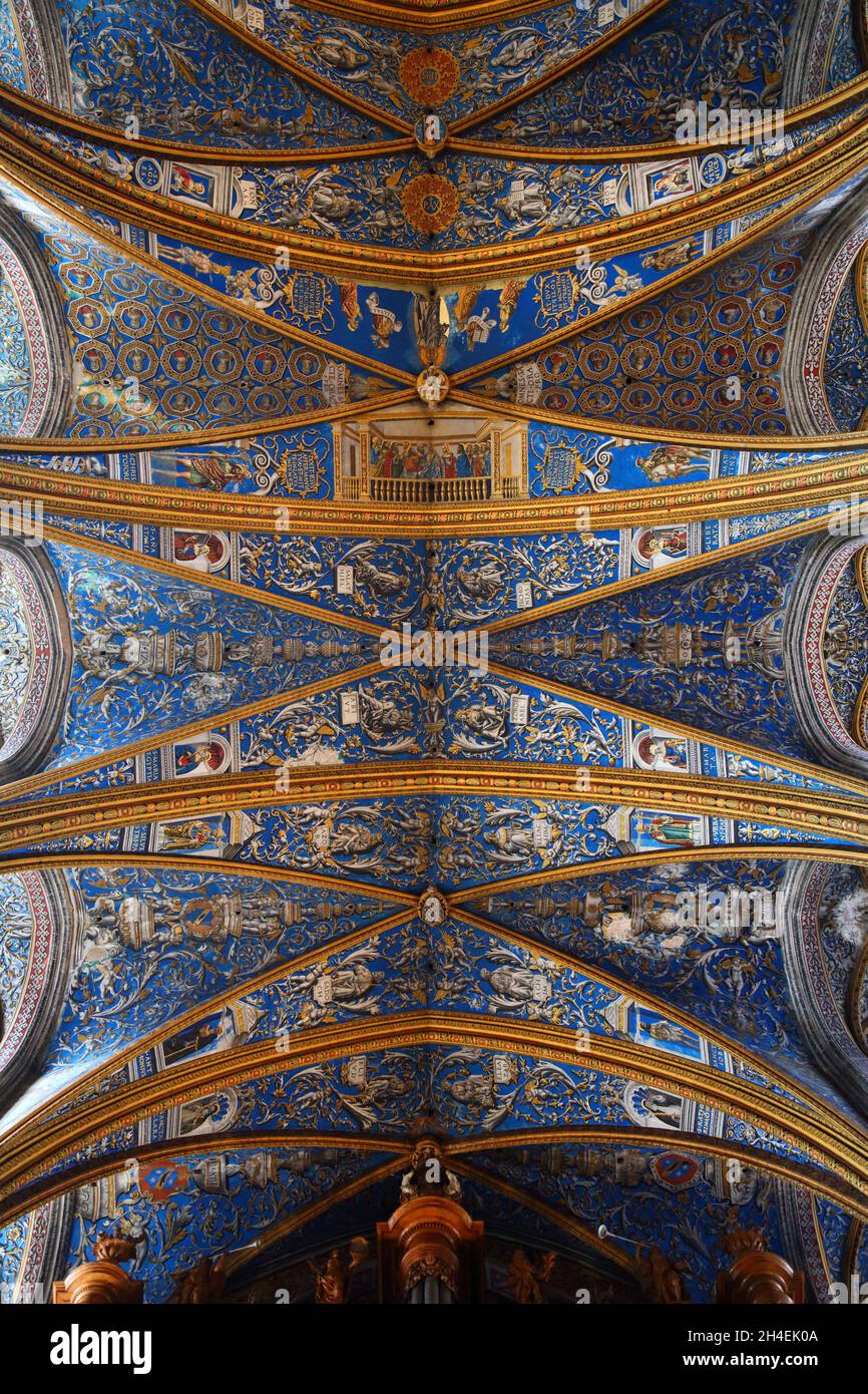 ALBI, FRANCE - SEPTEMBER 29, 2021: Vaulted ceiling paintings of Albi ...