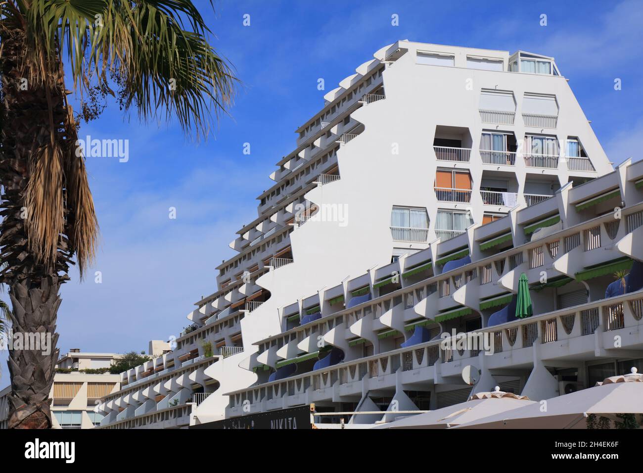 LA GRANDE-MOTTE, FRANCE - OCTOBER 2, 2021: Modern ziggurat style ...