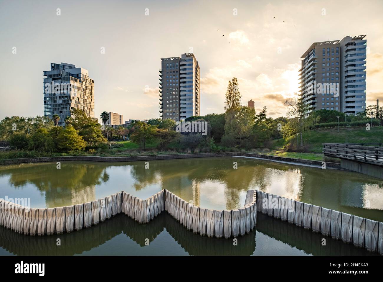 View of modern buildings in the Diagonal Mar area in the city of ...
