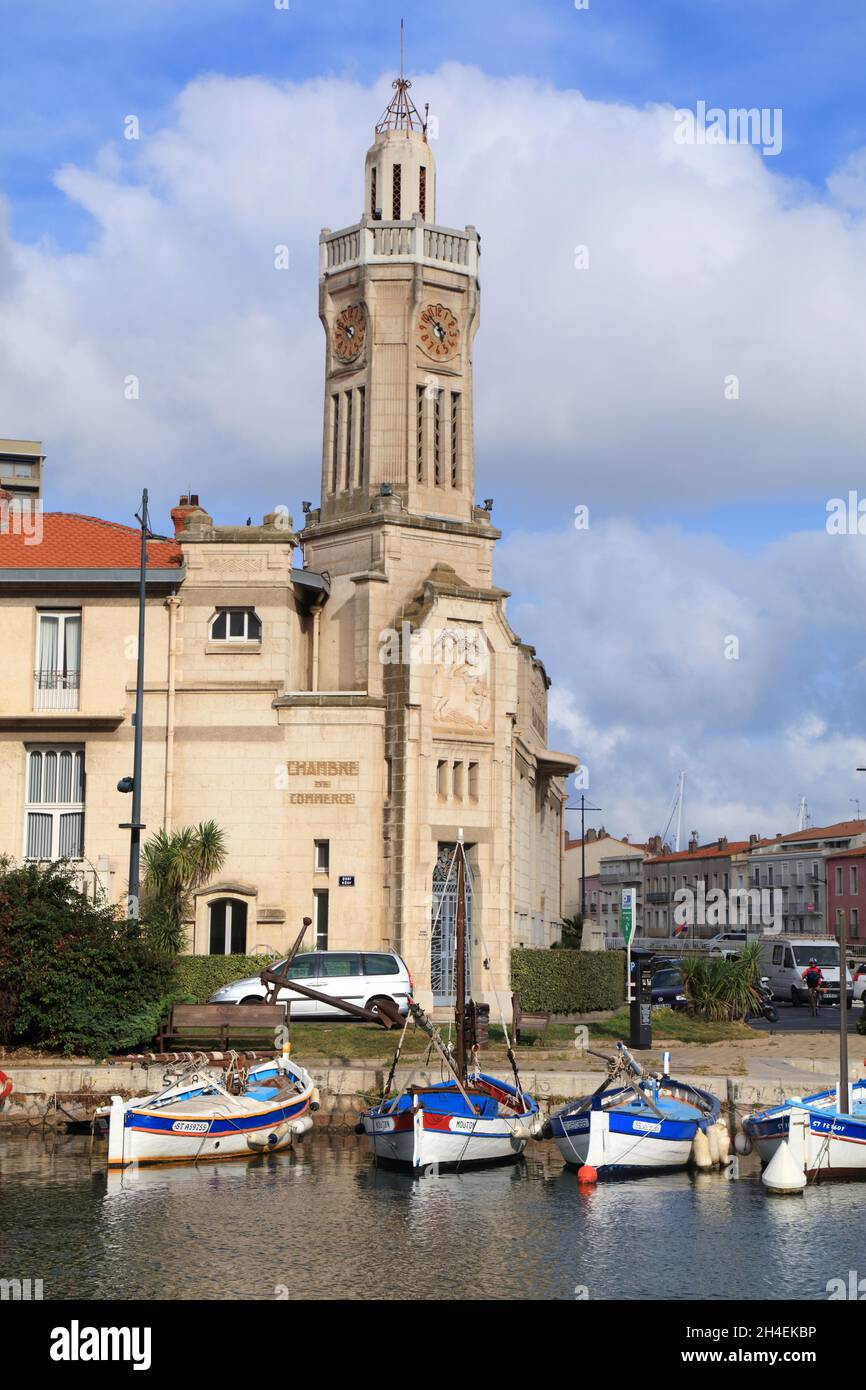SETE, FRANCE - OCTOBER 2, 2021: Canal view in downtown Sete, France ...