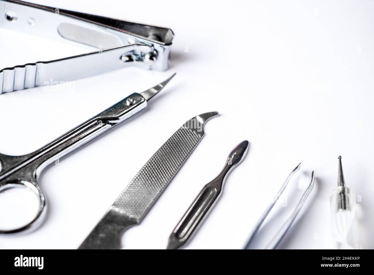 Tools for manicure and nail care on a white background Stock Photo - Alamy