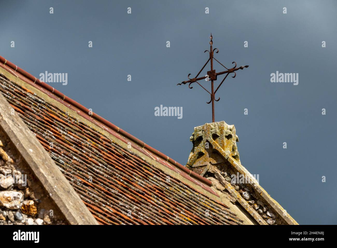 St John the Baptist Church, Wantisden, wrought iron gable end cross ...