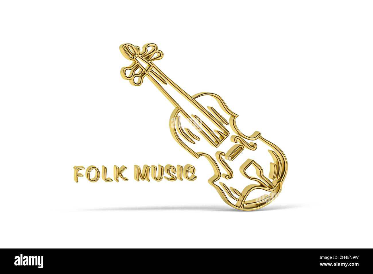 Golden 3d folk music icon isolated on white background - 3d render ...