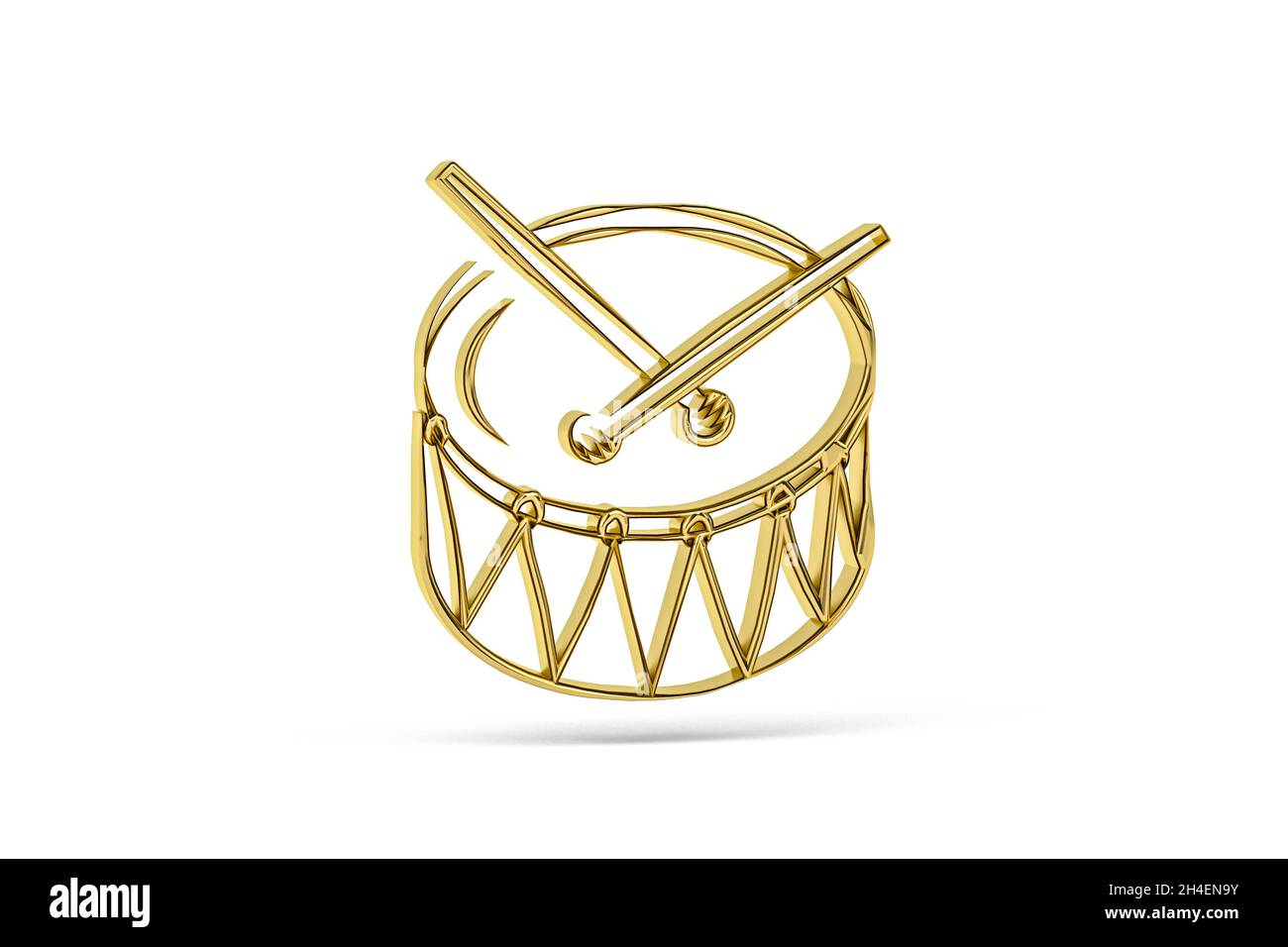 Golden 3d folk music icon isolated on white background - 3d render ...