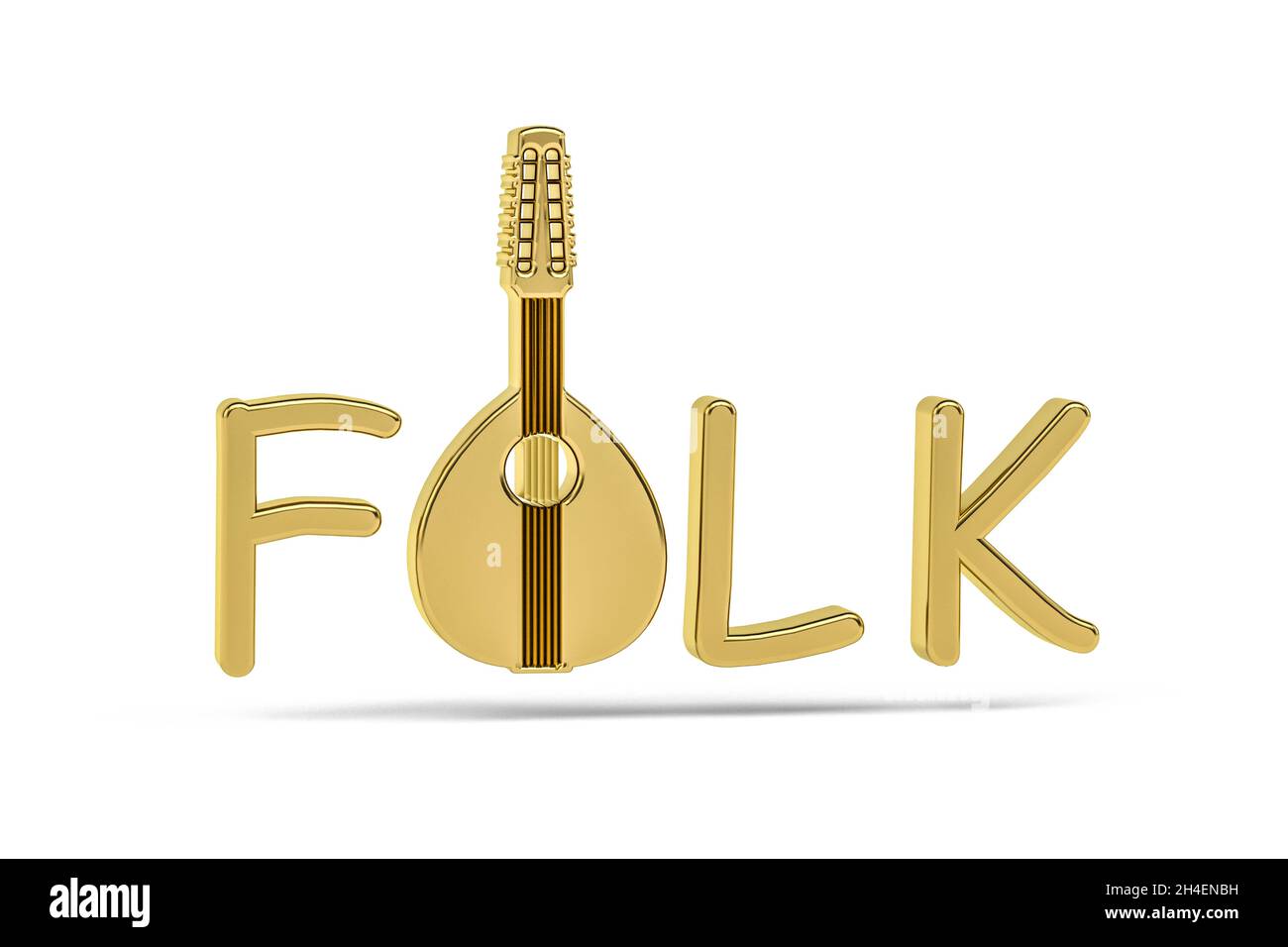 Golden 3d folk music icon isolated on white background - 3d render ...