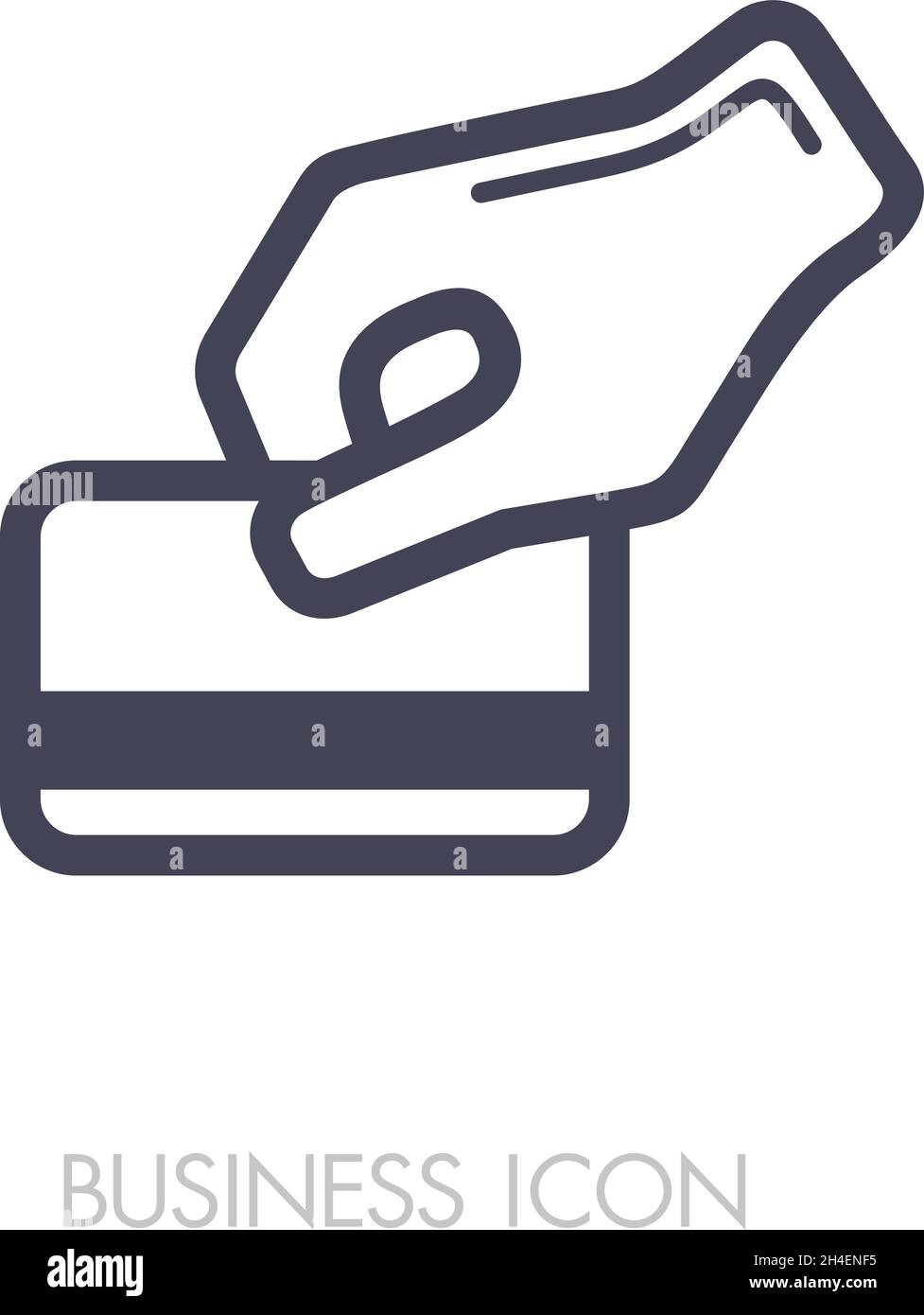 Hand swipe credit card during purchase outline icon. Business sign ...