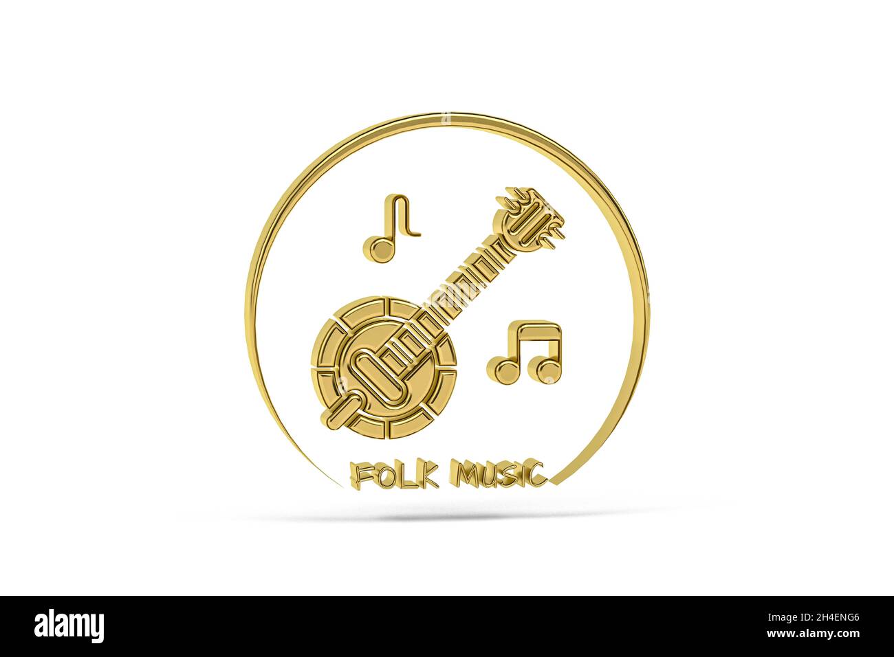 Golden 3d folk music icon isolated on white background - 3d render ...