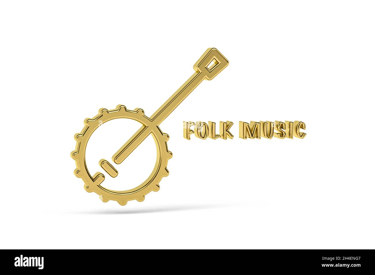 Golden 3d folk music icon isolated on white background - 3d render ...