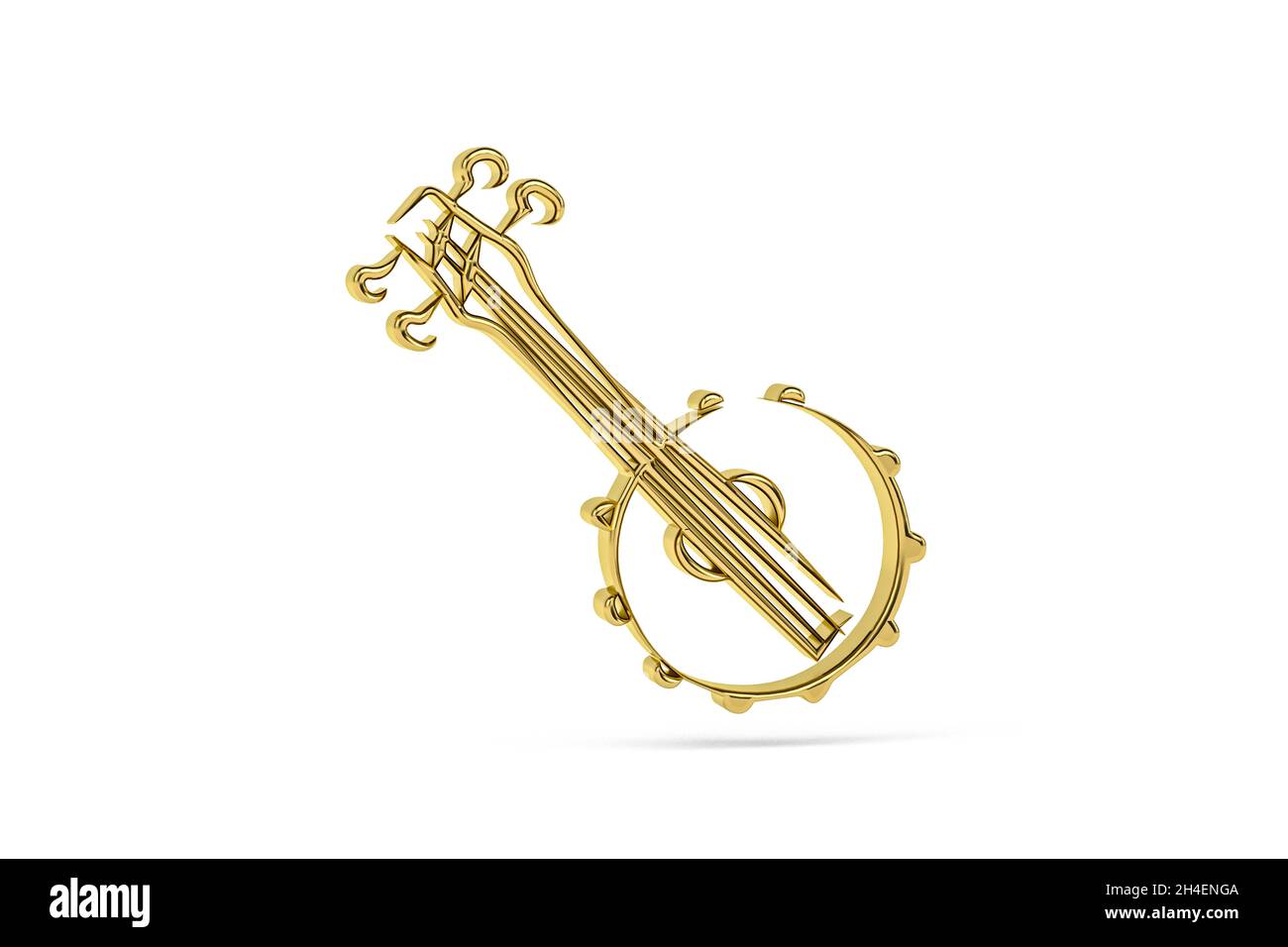 Golden 3d folk music icon isolated on white background - 3d render ...