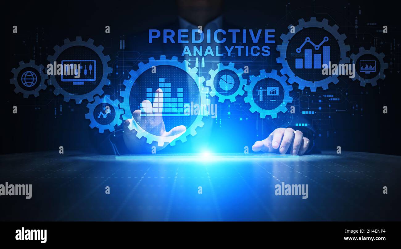 Predictive analytics business intelligence technology concept on screen ...
