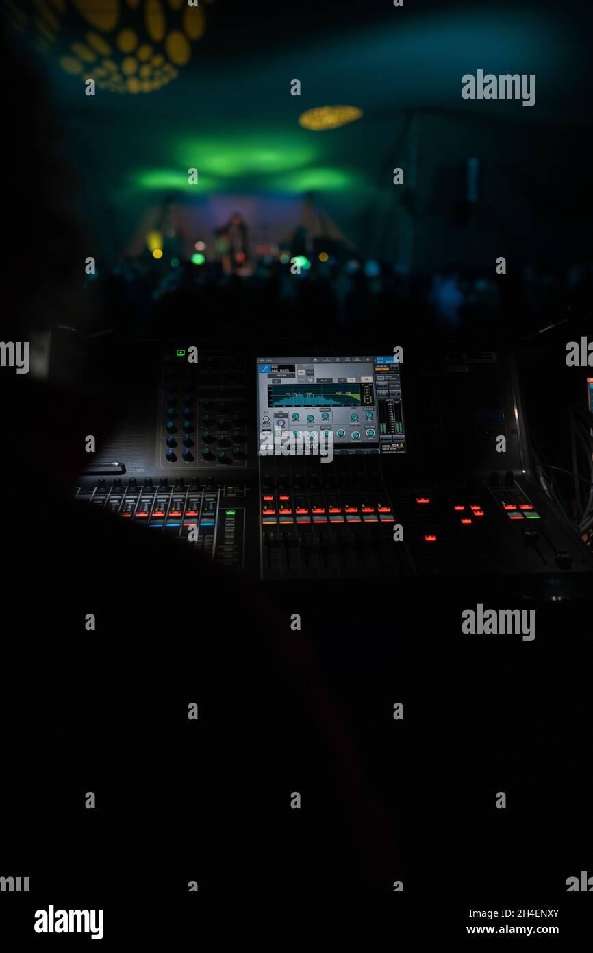 Closeup of equipment at the audio control room Stock Photo - Alamy