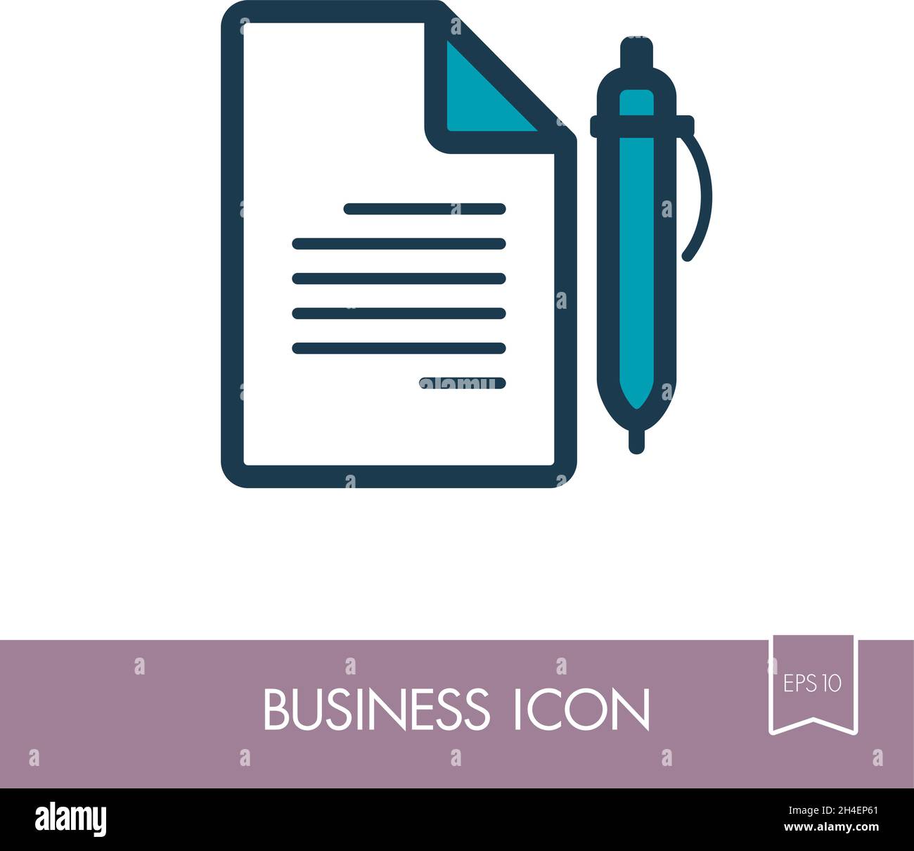 Contract Document With Pencil outline icon. Business sign. Graph symbol ...