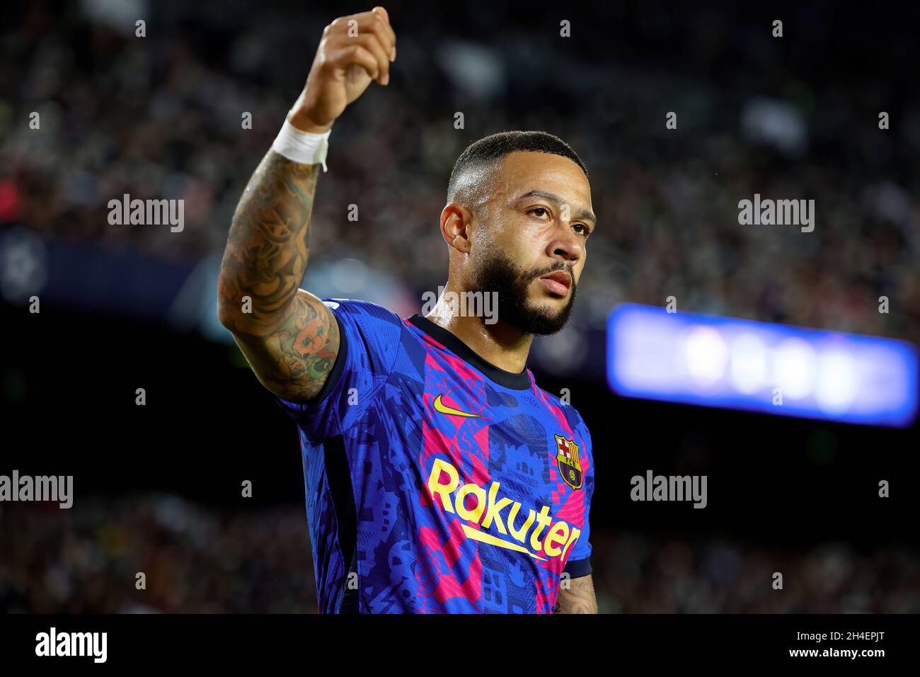 BARCELONA - OCT 20: Depay in action at the Uefa Champions League match ...