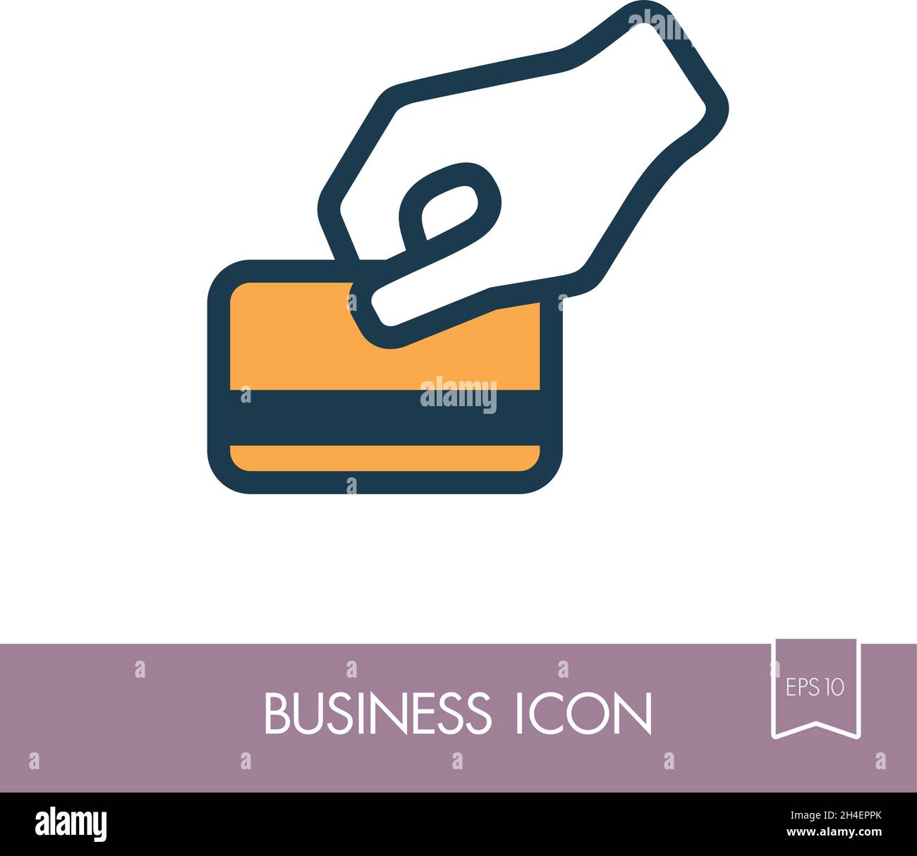 Hand swipe credit card during purchase outline icon. Business sign ...