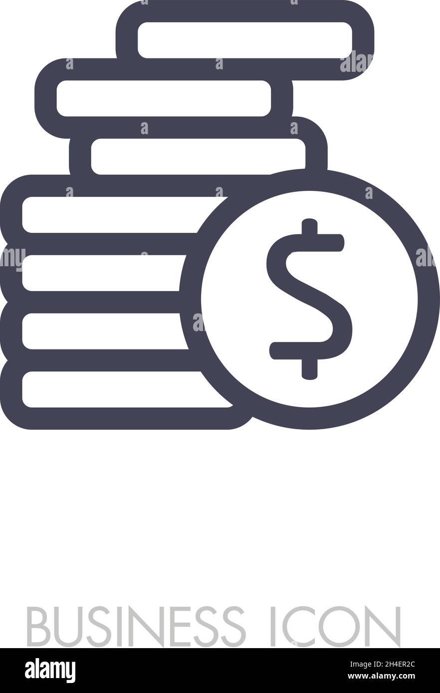 Coins stack outline vector illustration. Money stacked coins icon ...