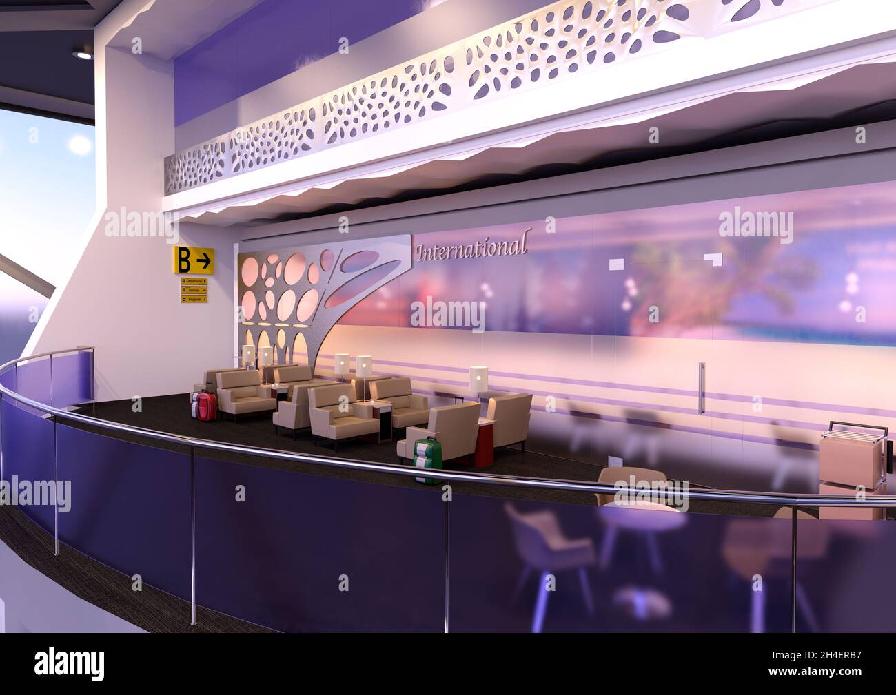 3D rendering of an airport lounge interior Stock Photo - Alamy