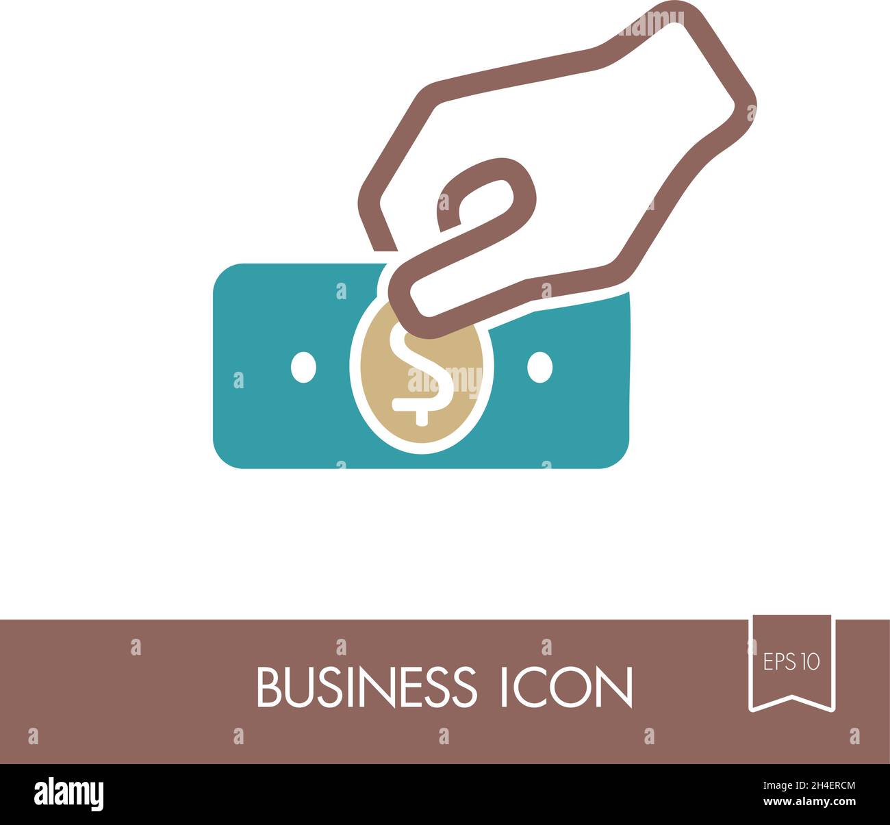 Hand holding money or money in hand outline icon. Hand with money or ...