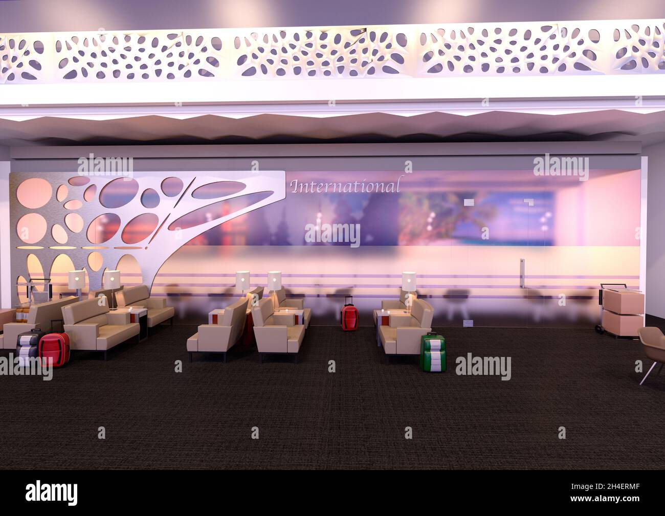 3D rendering of an airport lounge interior Stock Photo - Alamy