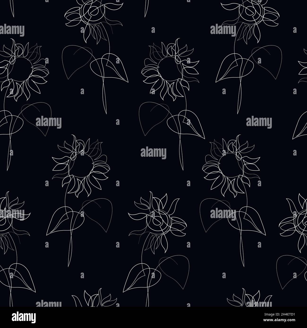Seamless pattern with suflower doodles. Floral background. Endless ...