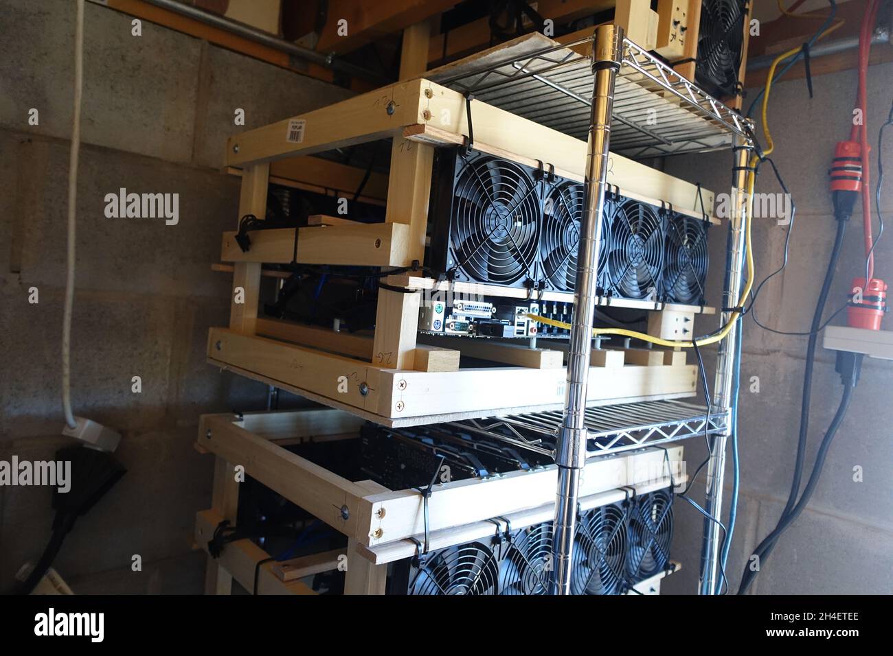 Home Made Bit Coin Miners Stock Photo - Alamy