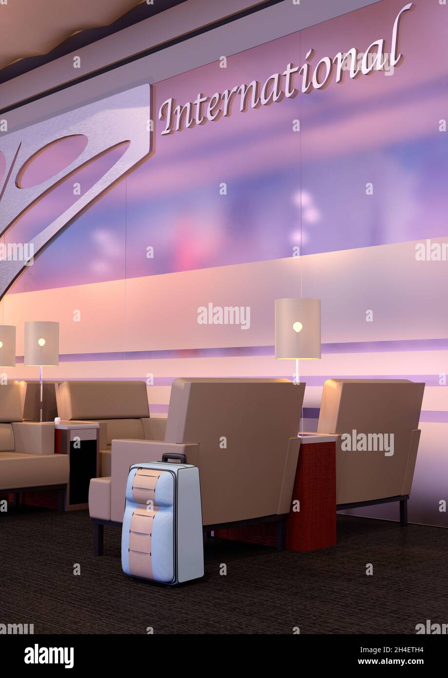 3D rendering of an airport lounge interior Stock Photo - Alamy
