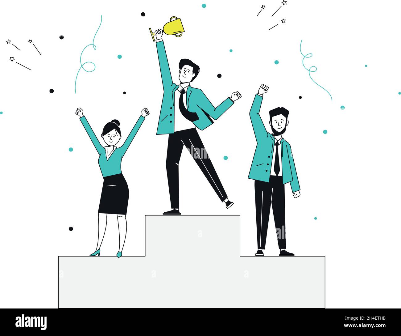 People stand on podium. Ranking competition rewarding Stock Vector ...