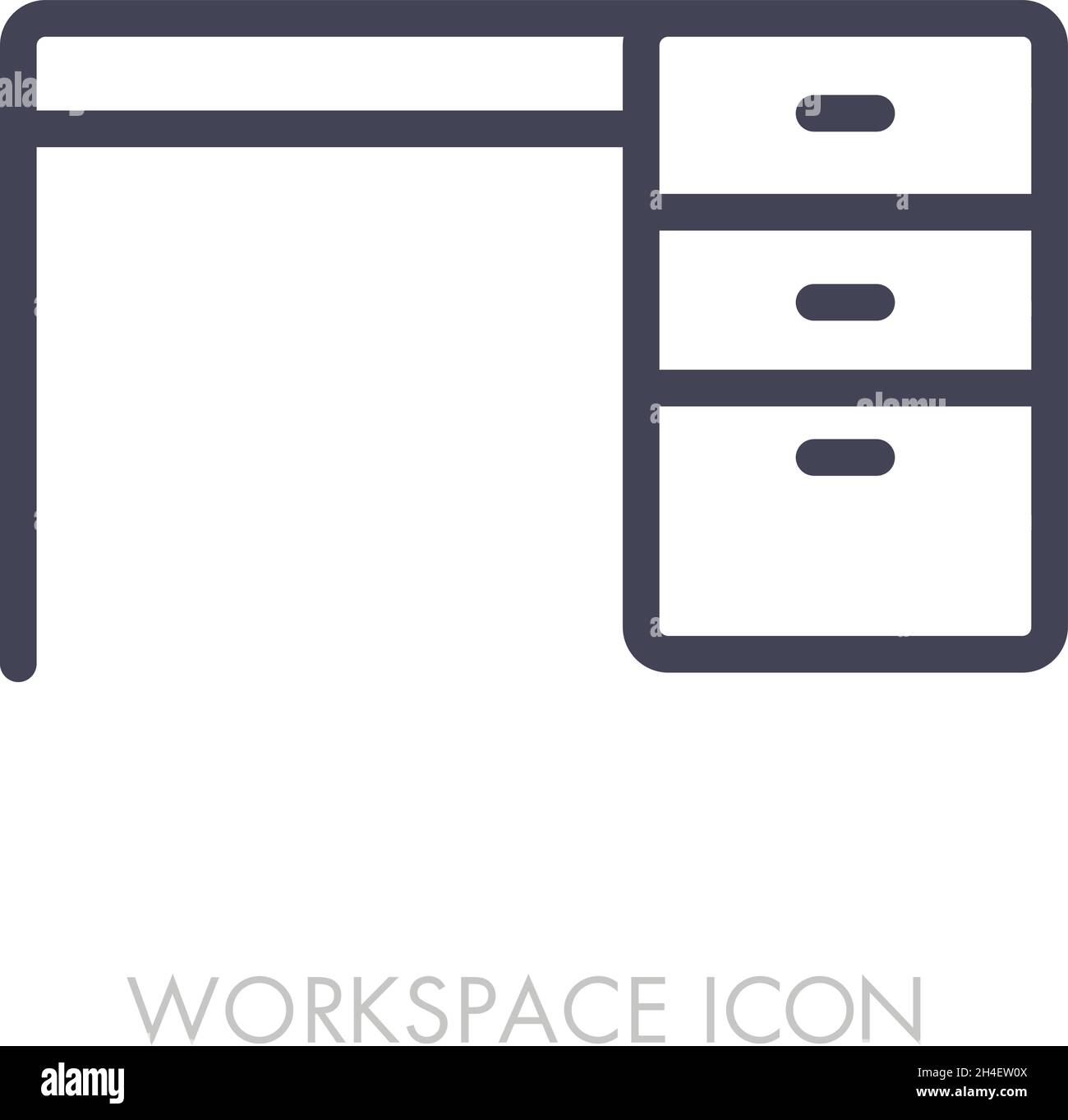 Desk outline icon. Workspace sign. Graph symbol for your web site ...