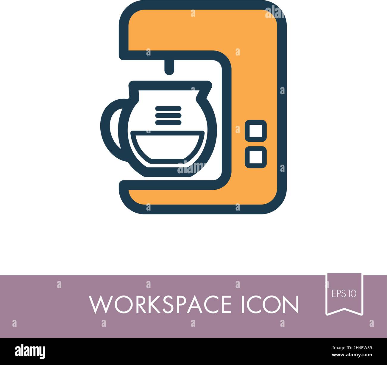Coffee maker machine outline icon. Workspace sign. Graph symbol for ...