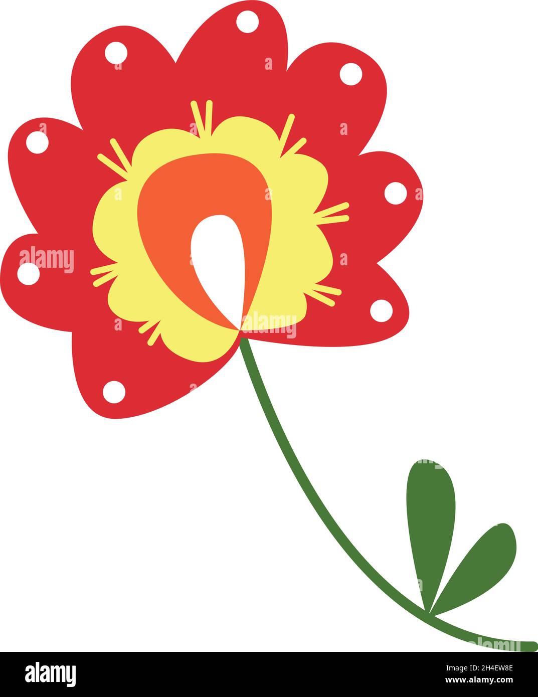 Red flower. Floral ornament hand drawn element Stock Vector Image & Art ...