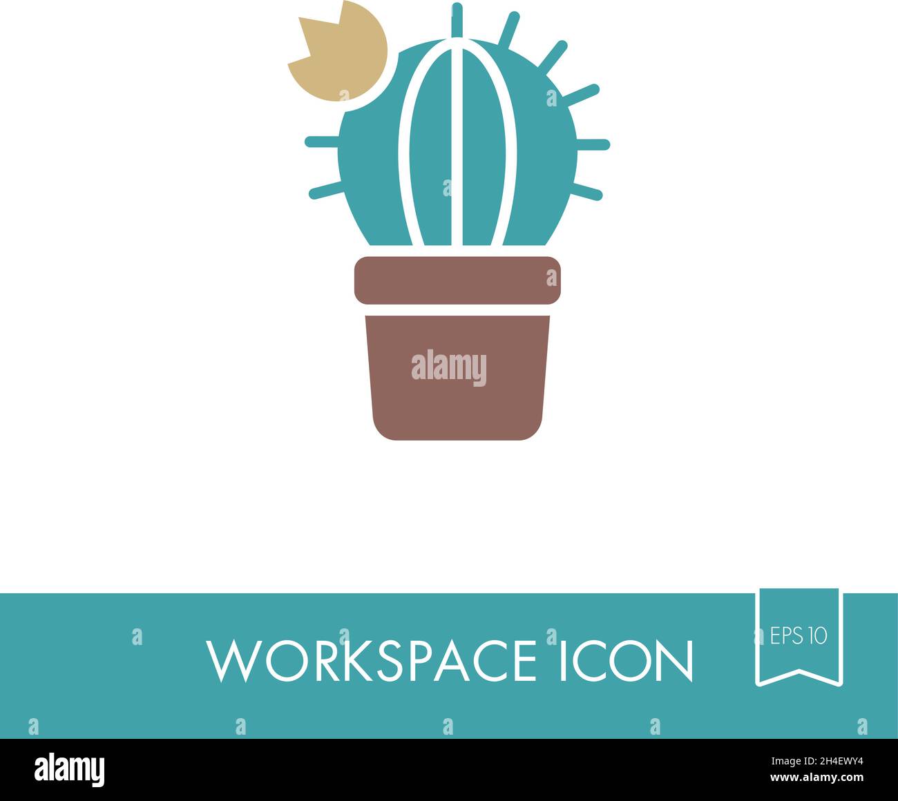 Cactus outline icon. Workspace sign. Graph symbol for your web site ...