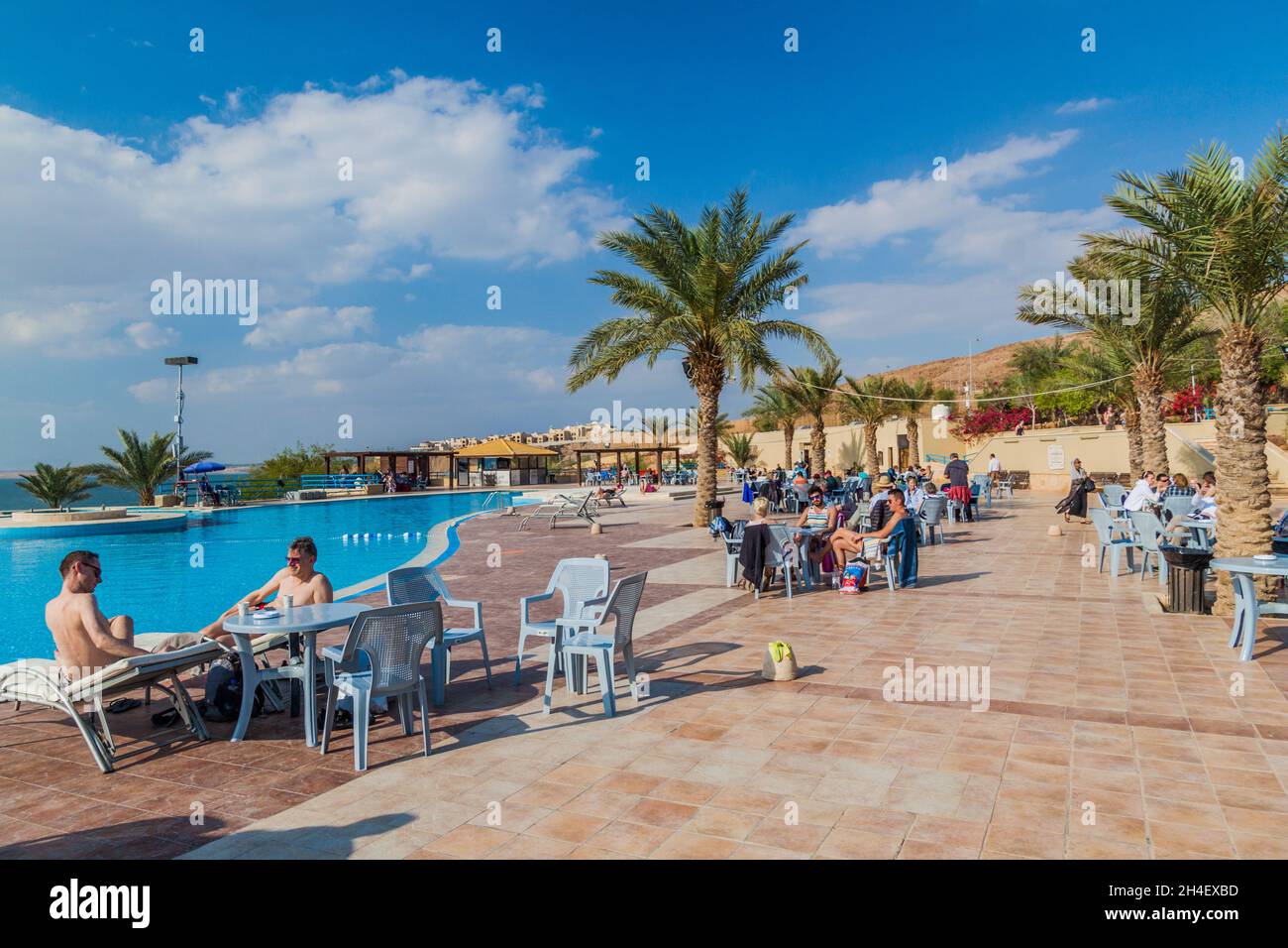 AMMAN BEACH, JORDAN - MARCH 21, 2017: Swimming pool at the Amman Beach ...