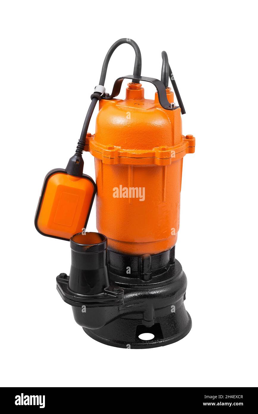 Submersible water pump orange color isolated on white background Stock ...