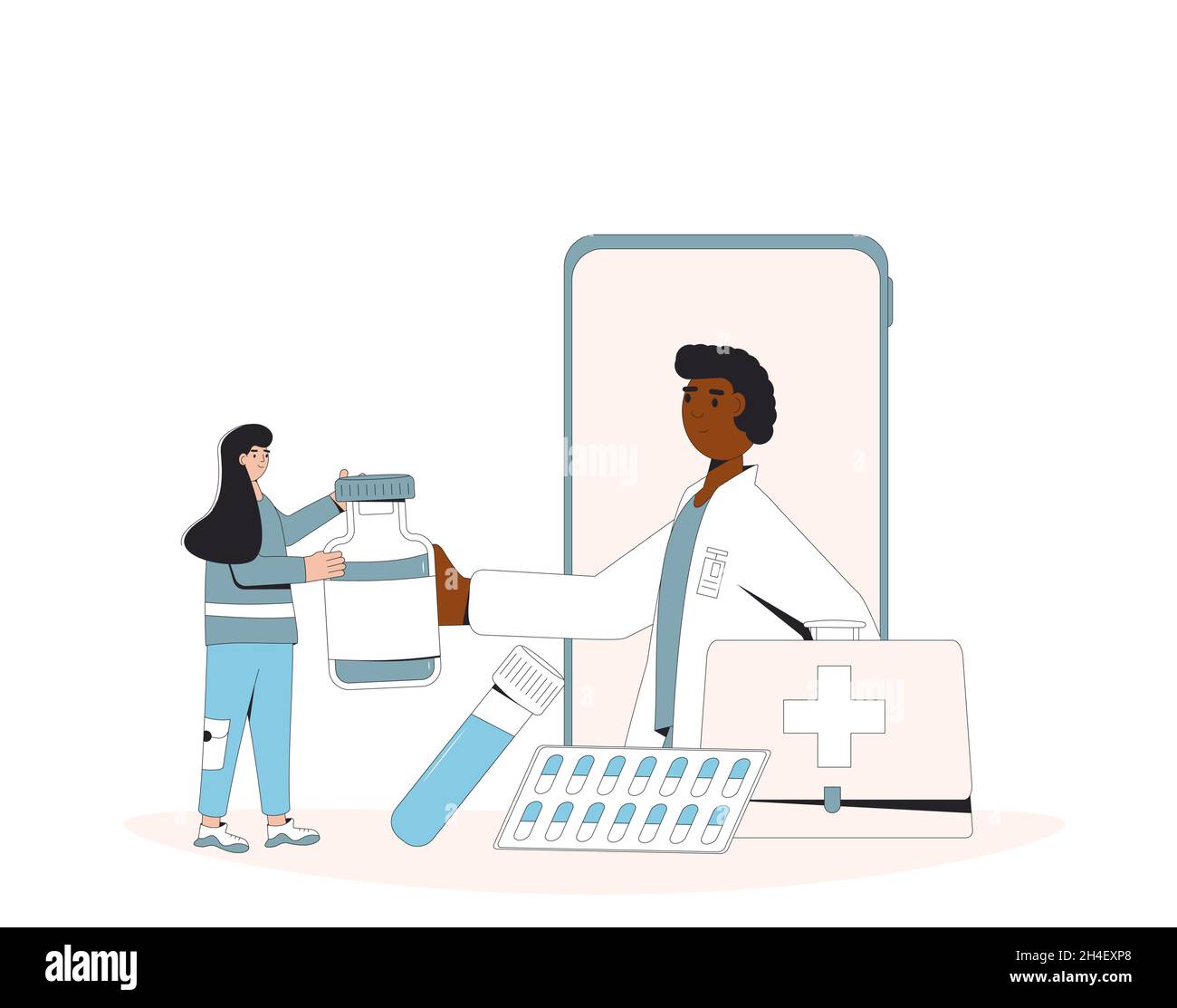 Online medical consultation. Telemedicine. Doctor distant advise ...