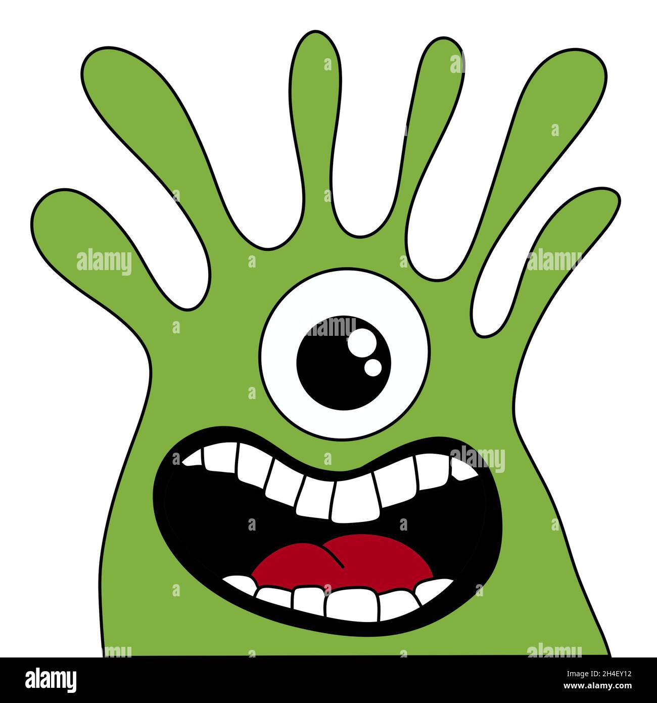 Doodle cartoon green monster alien for fabrics and textiles Stock Photo ...