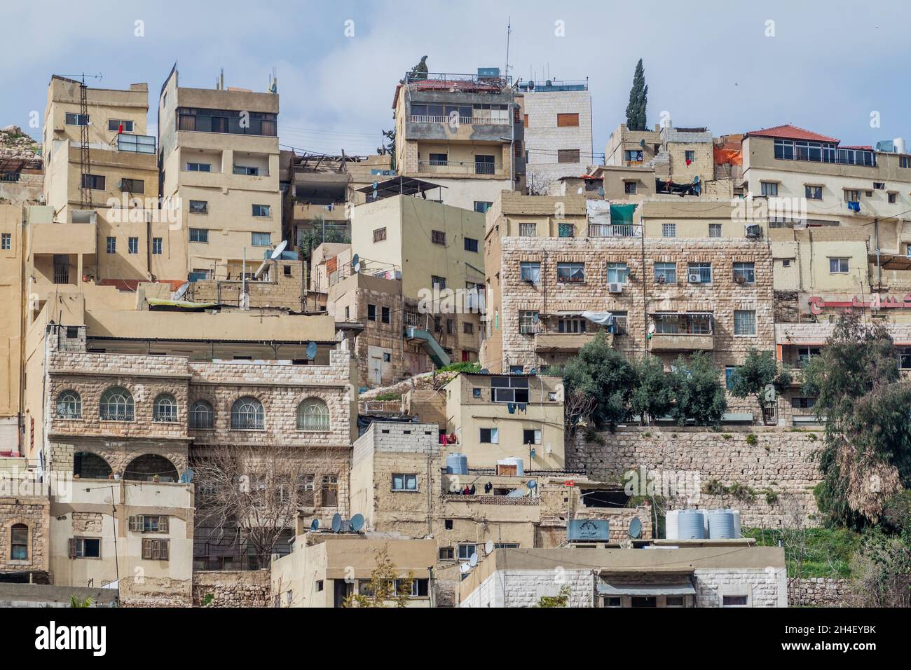 View of houses on hills in the center of Amman, the capital of Jordan ...