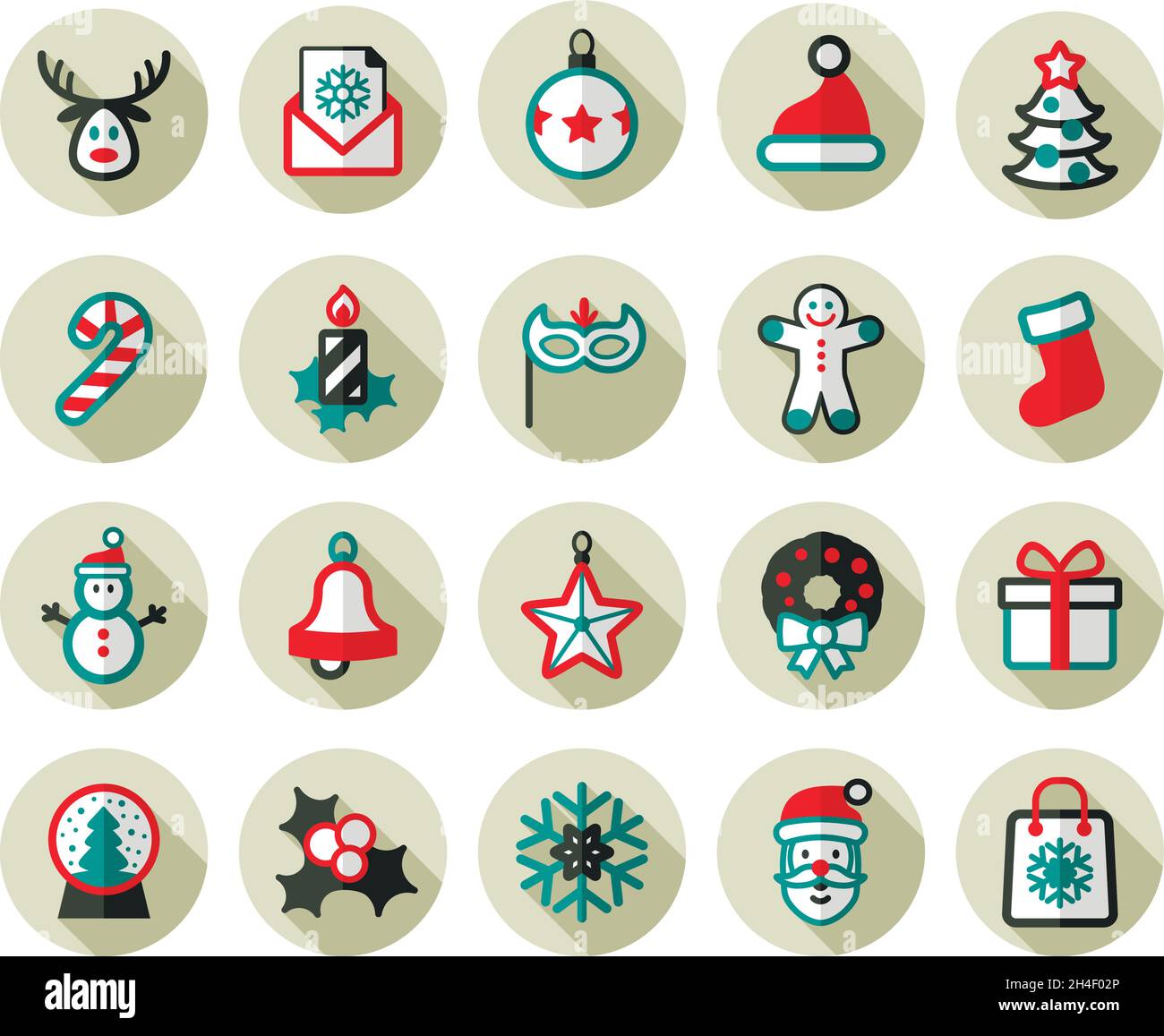 Christmas flat icons set. Holiday objects collection. Vector ...