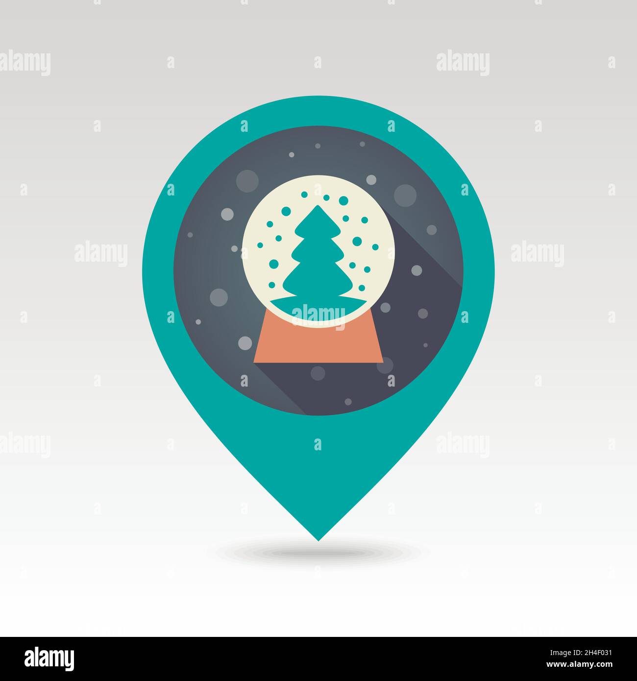 Christmas snow globe with a Christmas tree inside flat pin map icon ...