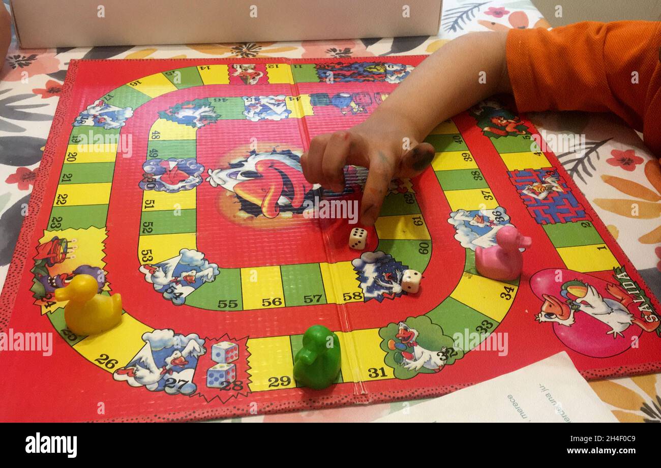 children playing the goose game Stock Photo - Alamy