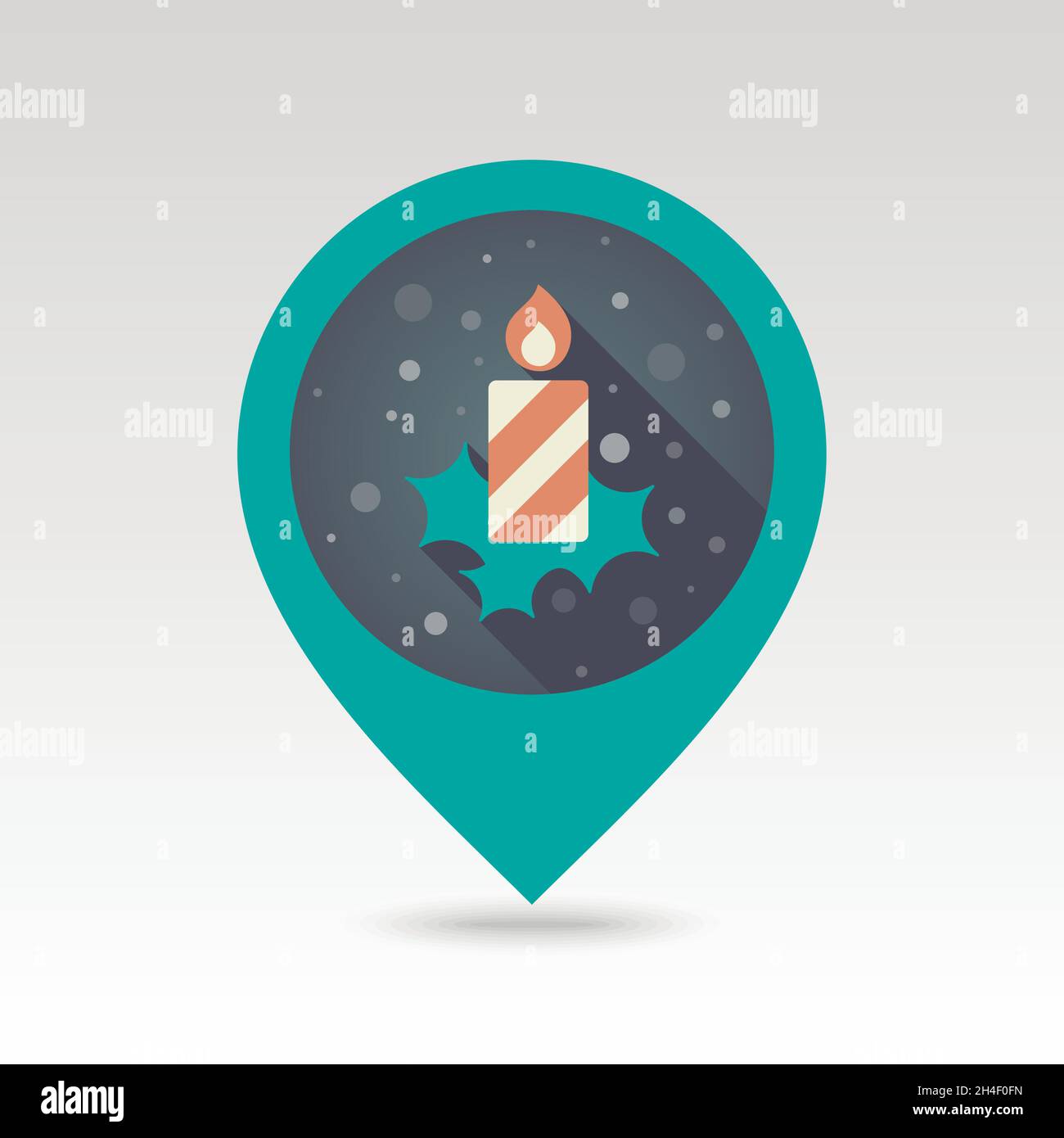 Christmas candle flat pin map icon. Map pointer. Map markers. Vector ...