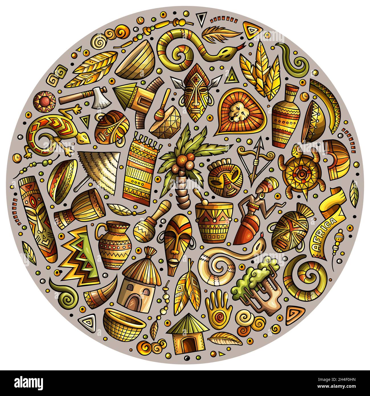 African traditional element cartoon tribal items hi-res stock ...